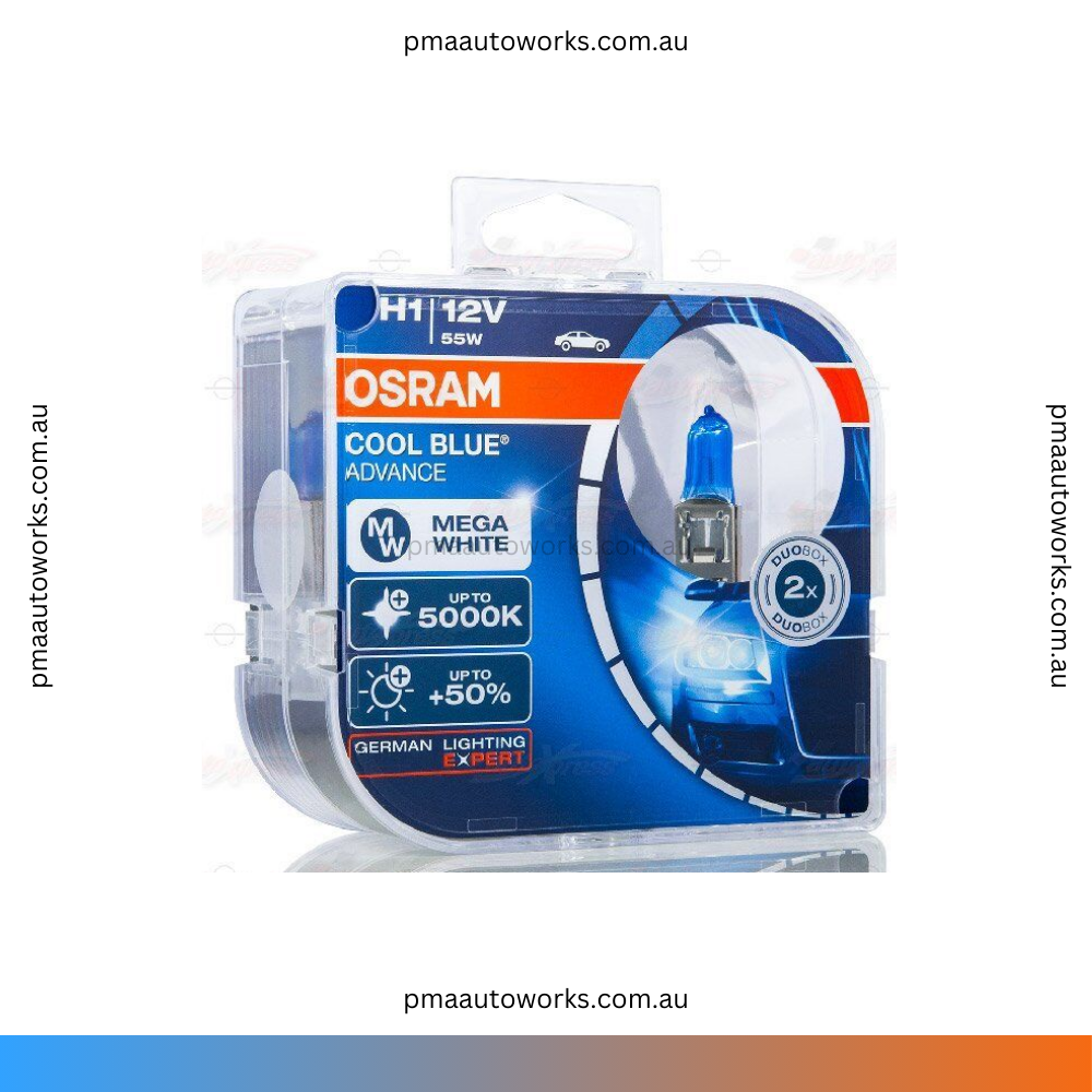 OSRAM COOL BLUE ADVANCE Headlight Duo Bulb 5000K MEGA WHITE H1 12V 55W ...